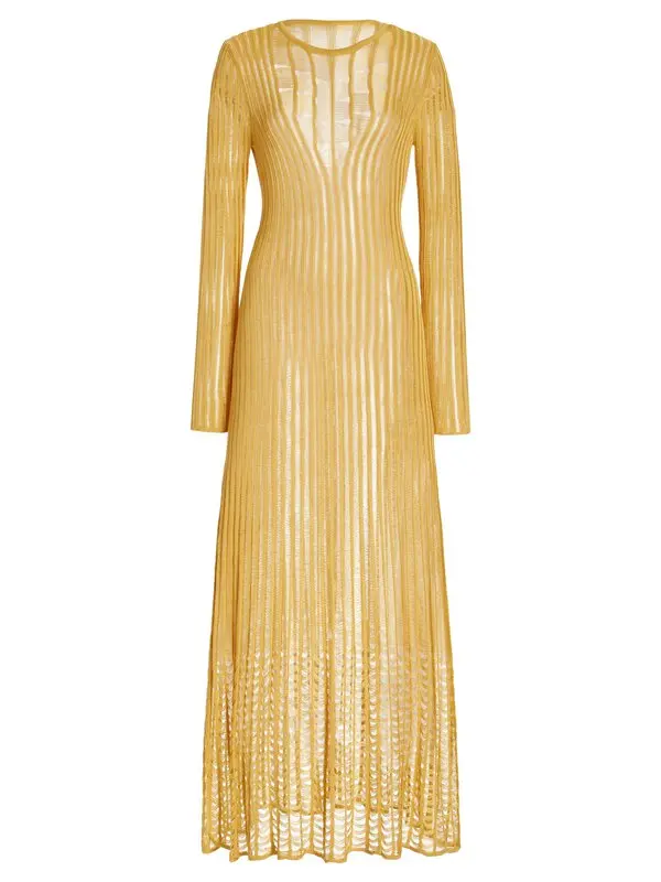Gabriela Hearst Maia Knit Dress In Shappe Silk - Gold