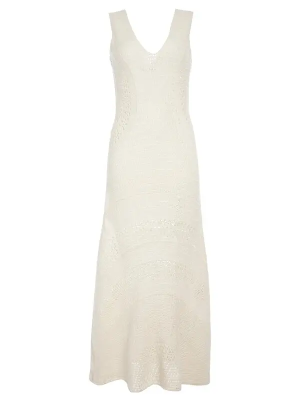 Gabriela Hearst Ocon Crochet Wool Cashmere Dress - Ivory