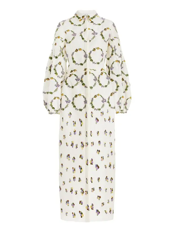 Gabriela Hearst Mauri Embroidered Shirt Dress - Ivory