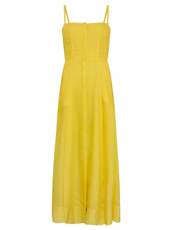 Gabriela Hearst Magritte Maxi Dress In Cashmere Silk Herringbone - Cadmium Yellow