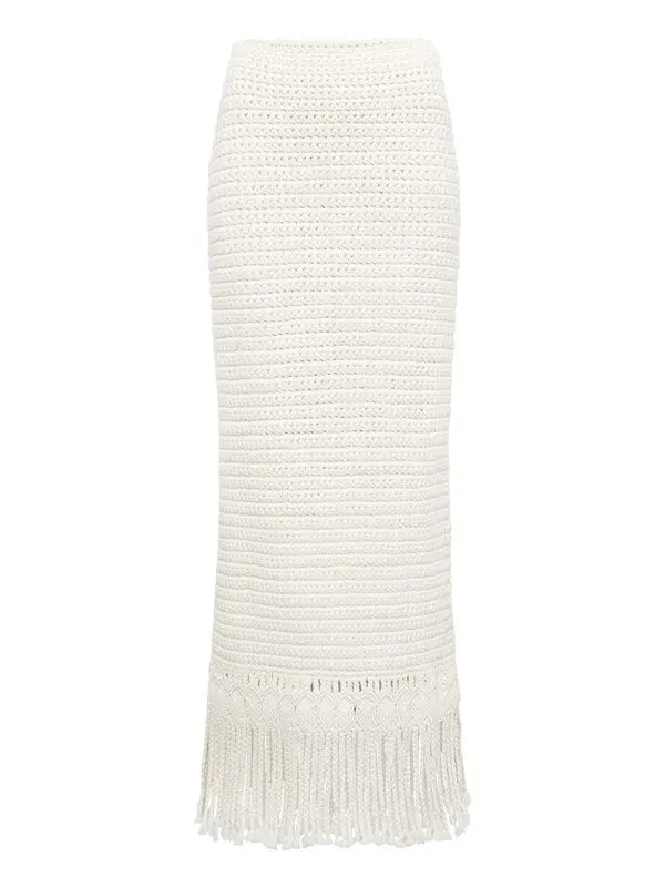Gabriela Hearst Macha Fringe Crochet Maxi Skirt - Ivory