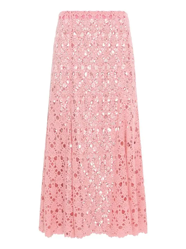 Gabriela Hearst Florence Maxi Cashmere Lace Skirt - Rosa