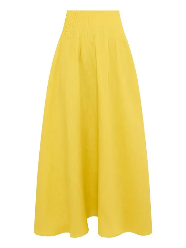 Gabriela Hearst Penelope Midi Linen Skirt - Goldenrod