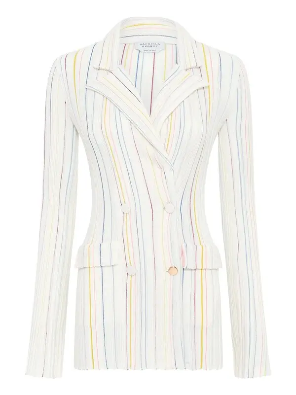 Gabriela Hearst Ceres Pinstripe Knit Jacket - Ivory Multi
