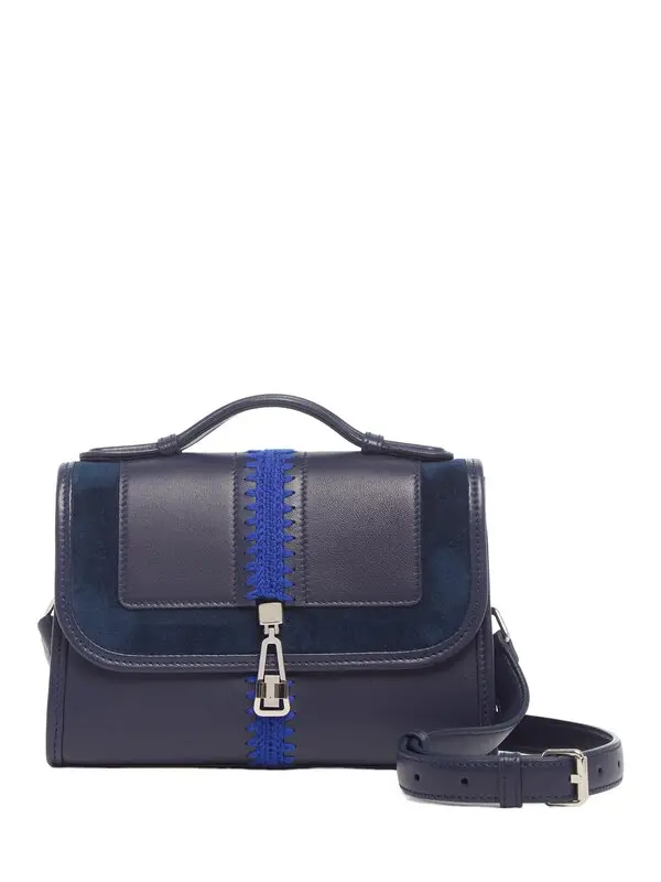 Gabriela Hearst Small Leonora Flap Embroidered Bag - Electric Navy/cobalt