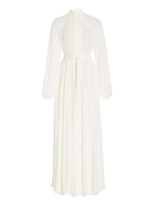 Gabriela Hearst Cedric Pleated Maxi Dress - Ivory