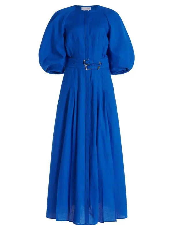 Gabriela Hearst Elea Pleated Maxi Dress - Sapphire