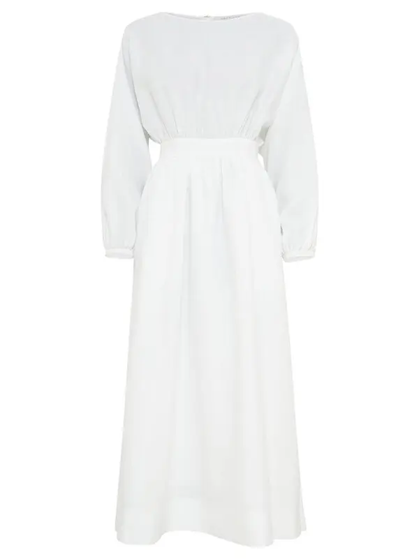 Gabriela Hearst Ahmose Maxi Dress In Aloe Linen - White