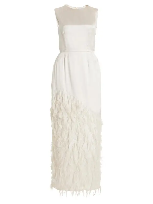 Gabriela Hearst Maslow Feather Maxi Dress - Ivory