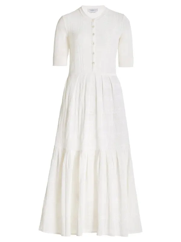 Gabriela Hearst Iris Pointelle Knit Pleated Maxi Dress With Slip - Ivory