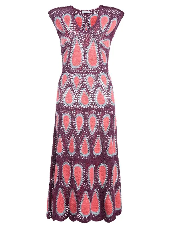 Gabriela Hearst Waldman Crochet Maxi Dress - Italian Plum