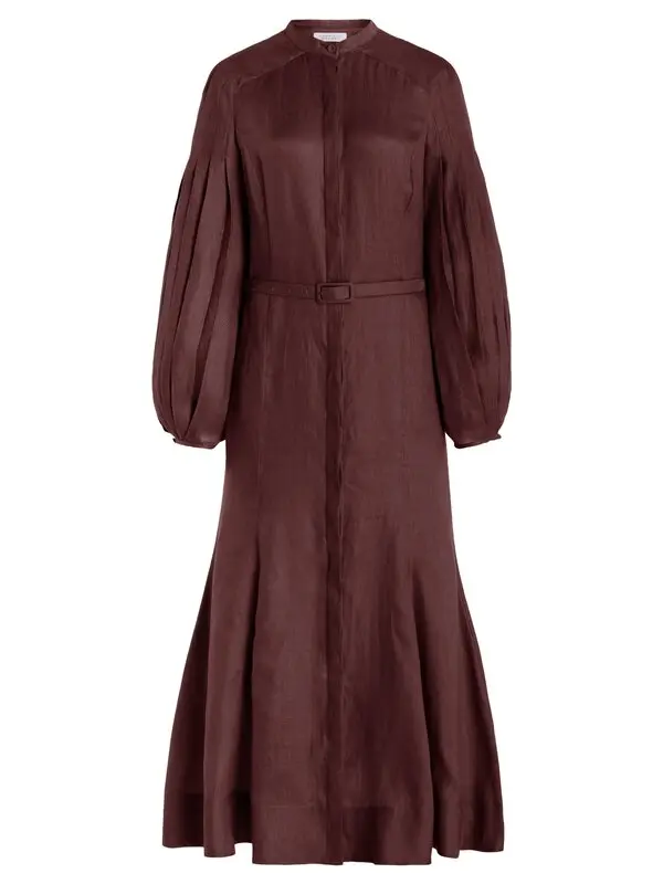 Gabriela Hearst Lydia Maxi Dress With Slip In Linen - Deep Bordeaux