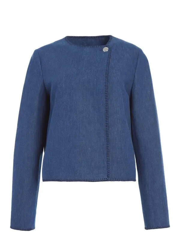 Gabriela Hearst Wyn Jacket In Recycled Cotton Linen - Denim
