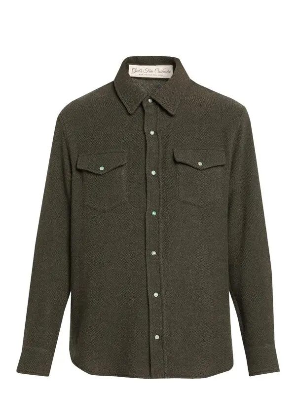 GOD'S TRUE CASHMERE Solid Cashmere Flannel Shirt - Sable