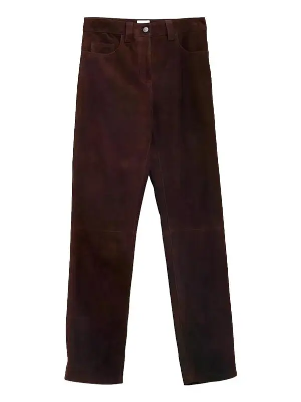 Khaite Straight Suede Trousers - Brown