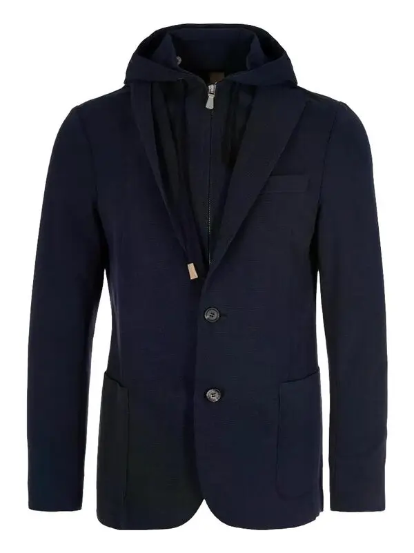 Eleventy Hooded Blazer - Blue