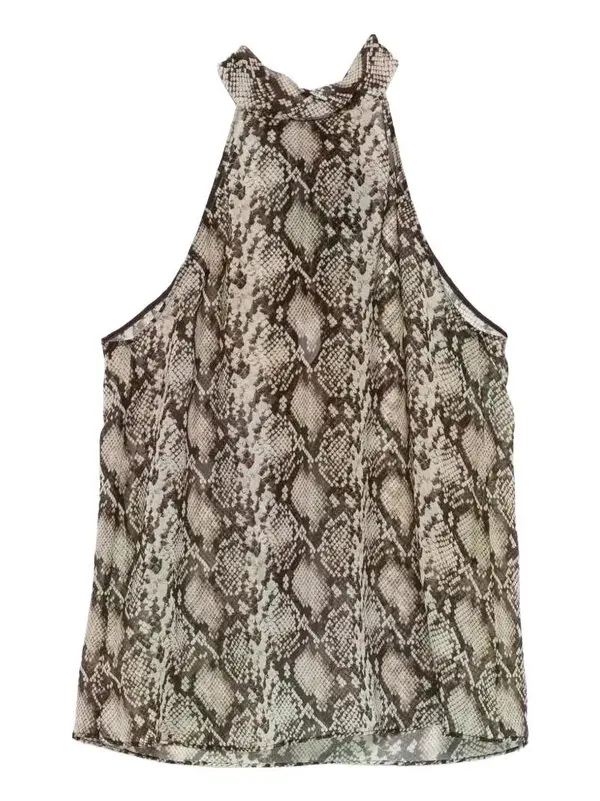 NILI LOTAN Snake-pattern Halter-neck Top - Neutrals