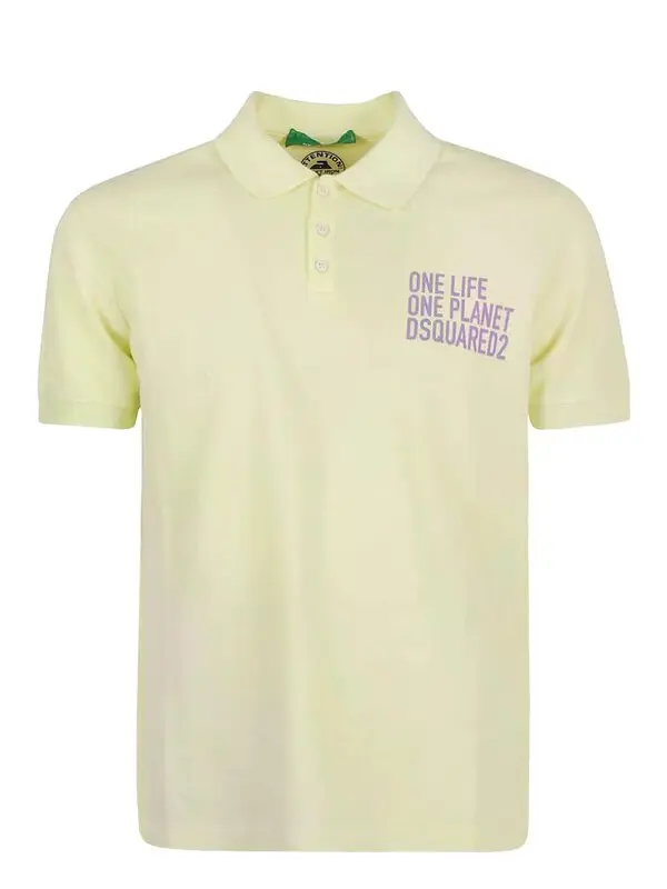 Dsquared2 Print Polo Shirt - Yellow