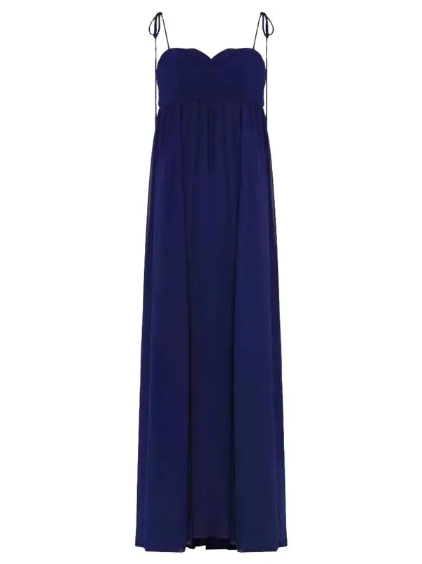 OLYMPIAH Ruched Tie-strap Dress - Blue