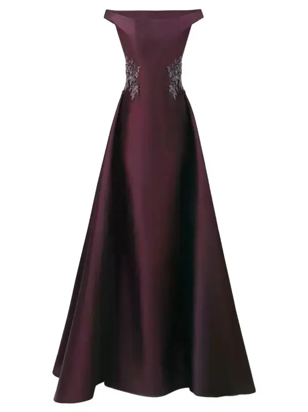 GEMY MAALOUF Off-shoulder Beaded Gown - Purple