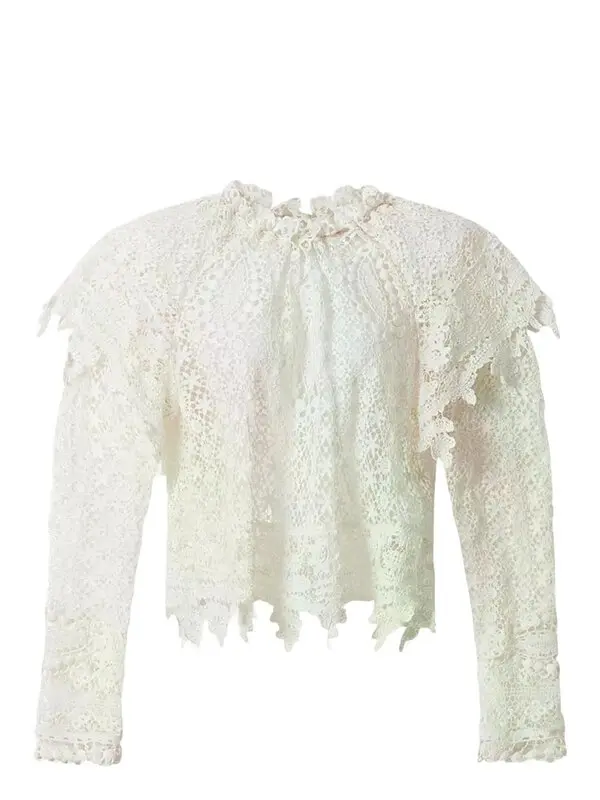 Isabel Marant Hyliana Ruffled Lace Top - White