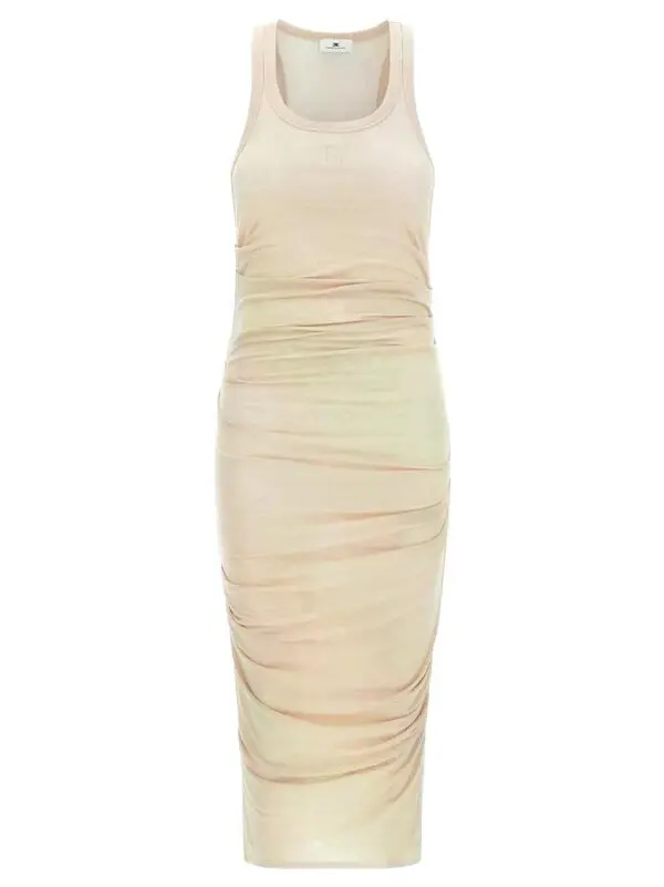 Elisabetta Franchi Logo-embroidery Draped Midi Dress - Neutrals
