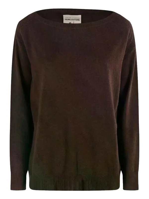 SEMICOUTURE Jupiner Boat-neck Sweater - Brown