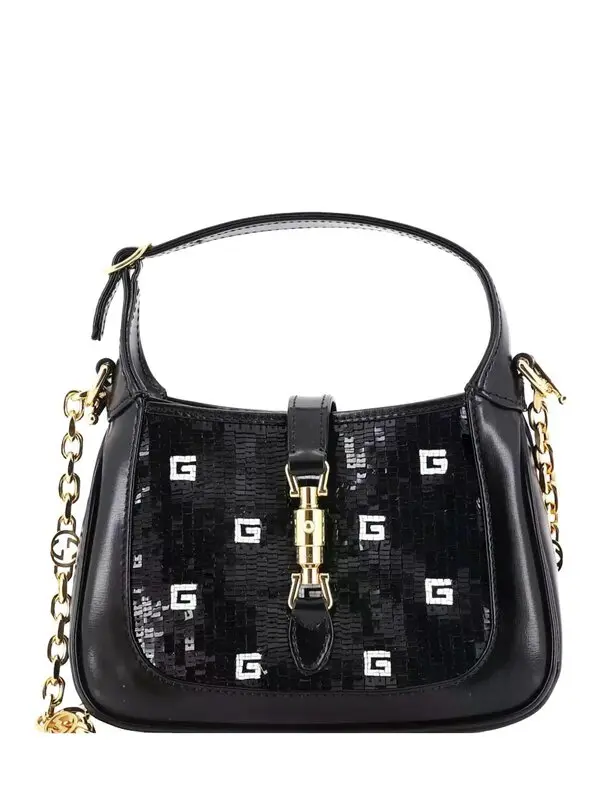 Gucci Jackie 1961 Chain Hobo Sequin Embellished Mini Crossbody Bag - Black