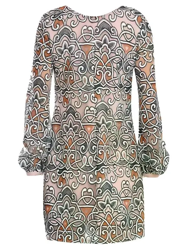 OLYMPIAH Arabesco Patterned Long-sleeve Mini Dress - Pink