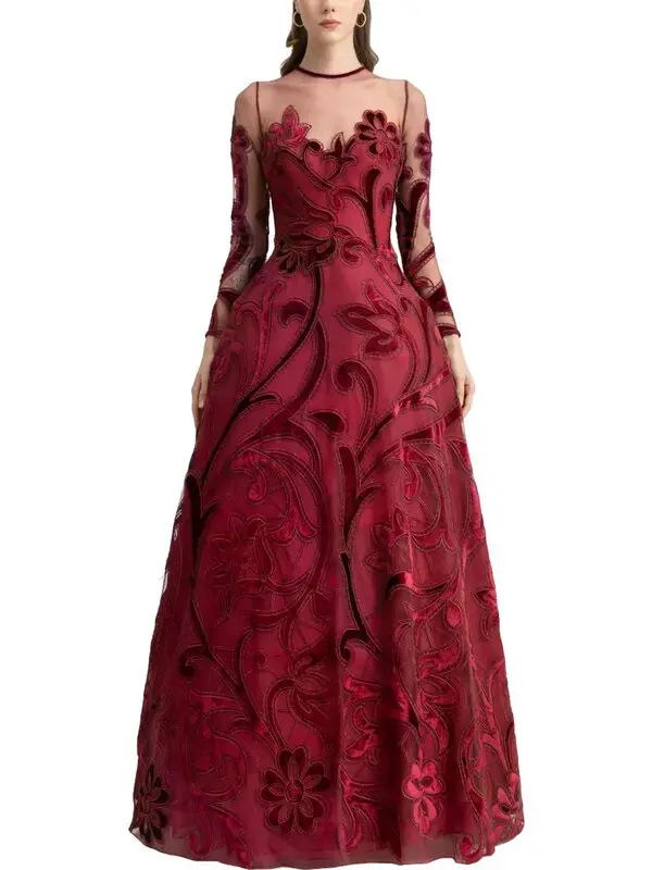 GEMY MAALOUF Embroidered Gown - Red