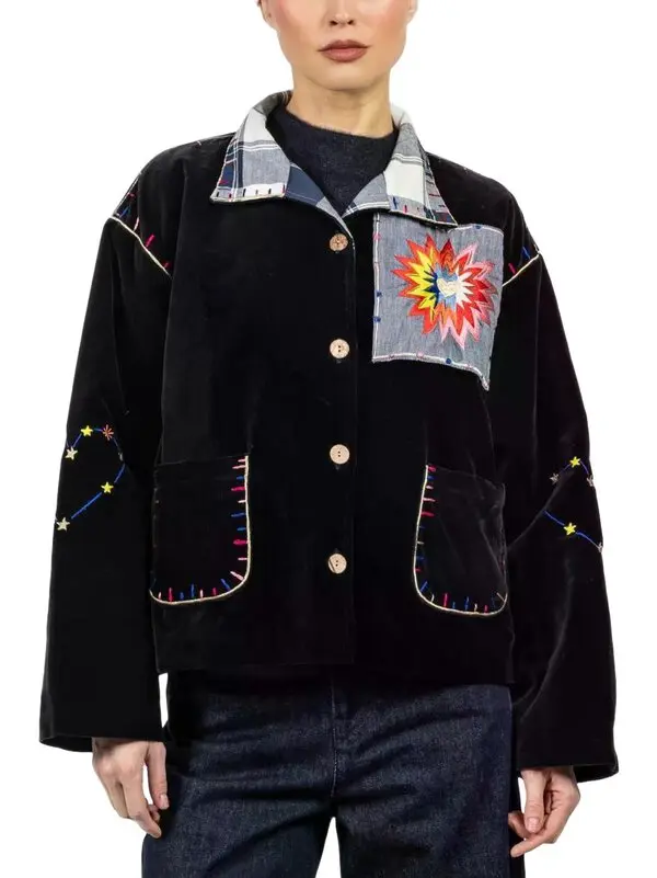 FISH CLUB Panelled Embroidered Jacket - Black