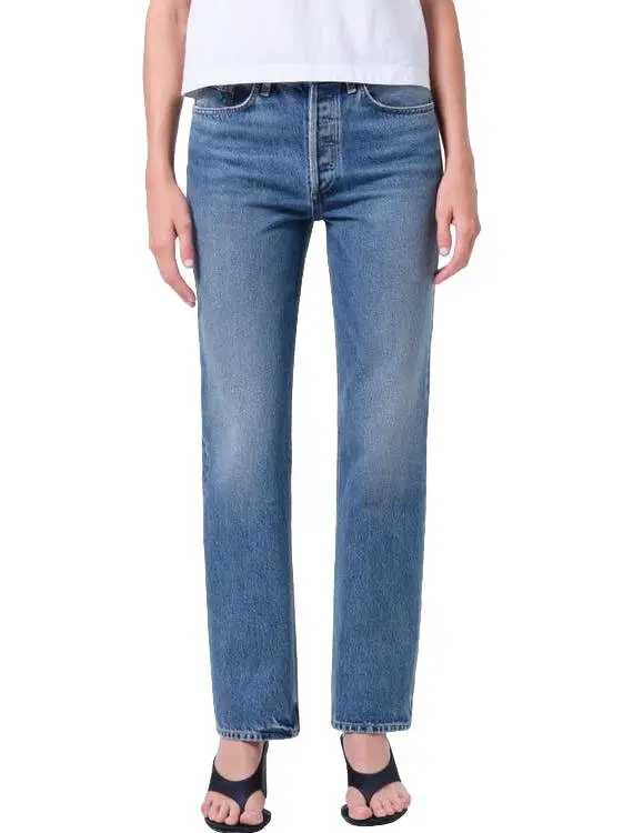 AGOLDE Lana High-waist Straight-leg Jeans - Liberty Med Indigo