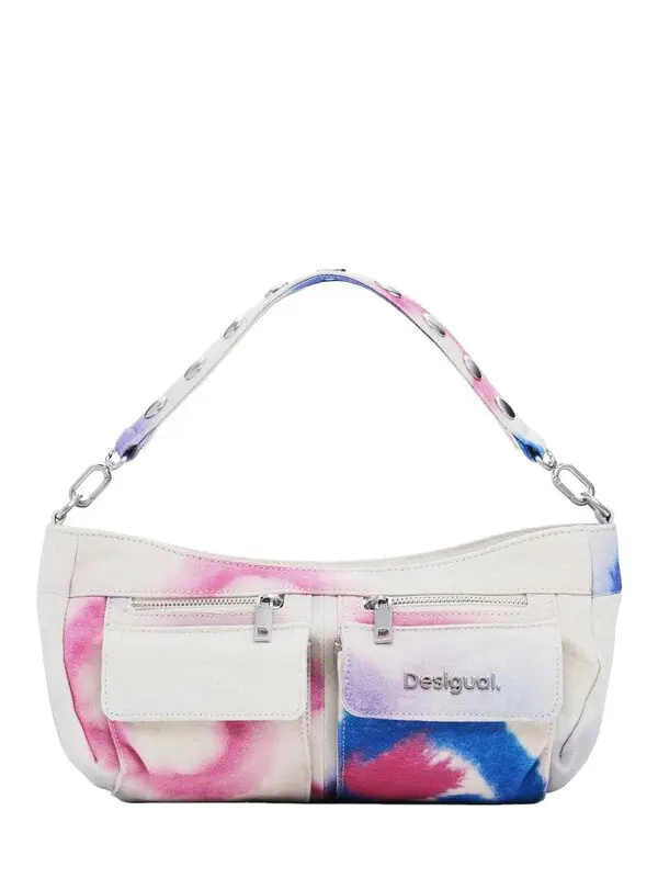 Desigual Print Canvas Shoulder Bag - White