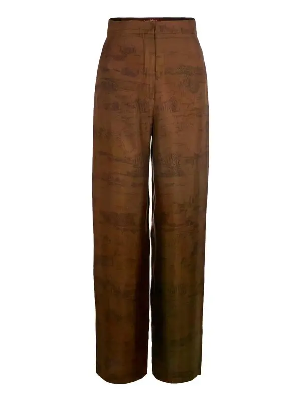 Max Mara Printed Wide Leg Trousers - Brown