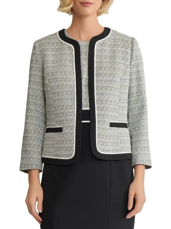 KASPER Contrast Detail Tweed Jacket - Loden Dusk Multi