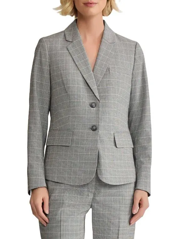 KASPER Windowpane Plaid Jacket - Black Multi