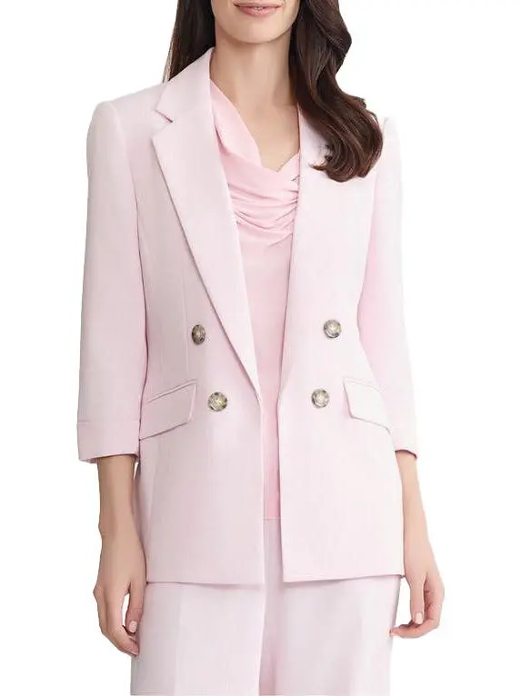 KASPER Double-breasted Blazer - Misty Pink Multi