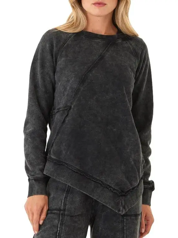 THREADS 4 THOUGHT Ryssa Mineral Wash Asymmetric Sweatshirt - Black