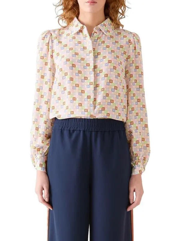 LK BENNETT Mari Print Silk Shirt - White Multi