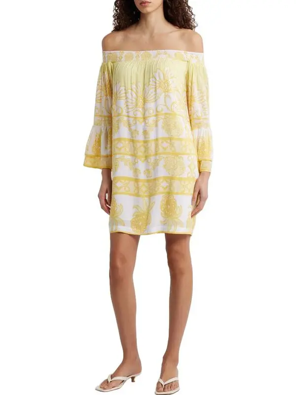 LILLY PULITZER® Kaori Off-the-shoulder Shift Dress - Golden Glow Juicy Story