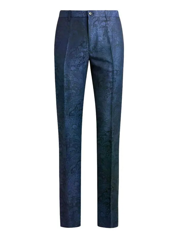 Etro Jacquard Paisley-motif Trousers - Blue