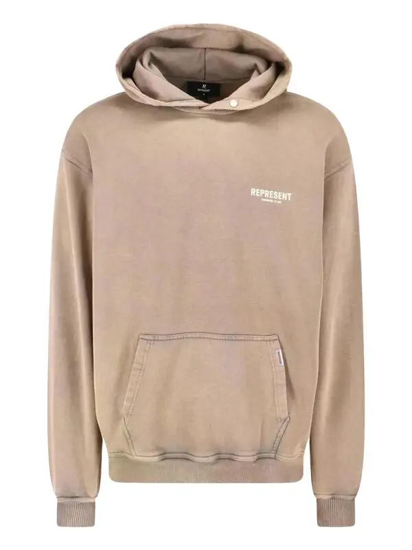 REPRESENT Logo-print Hoodie - Neutrals