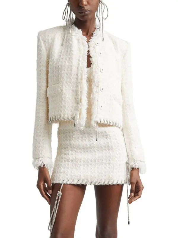 AREA Metallic-tweed Jacket - Cream White