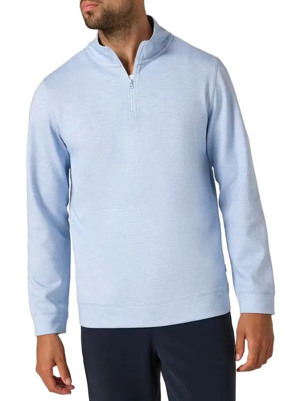 7 Diamonds Ember Herringbone Quarter Zip Sweatshirt - Light Blue