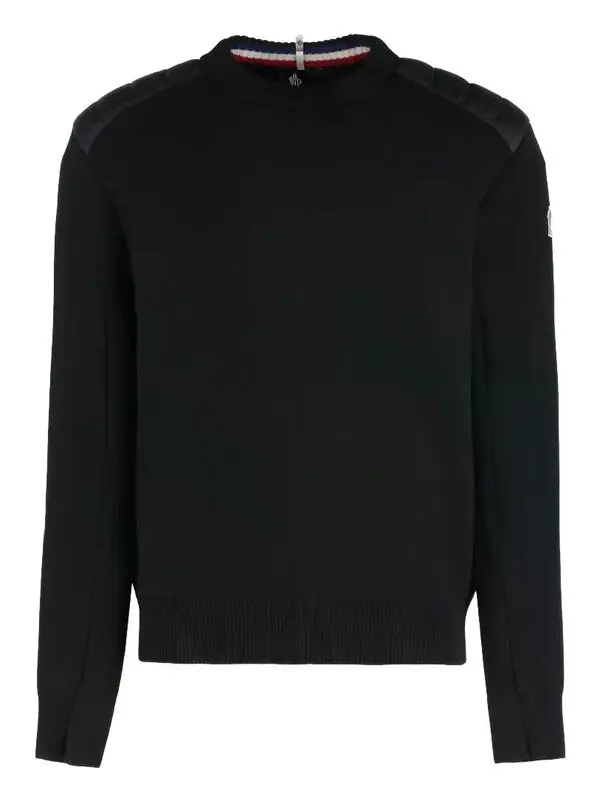 Moncler Quilted-shoulder Sweater - Black