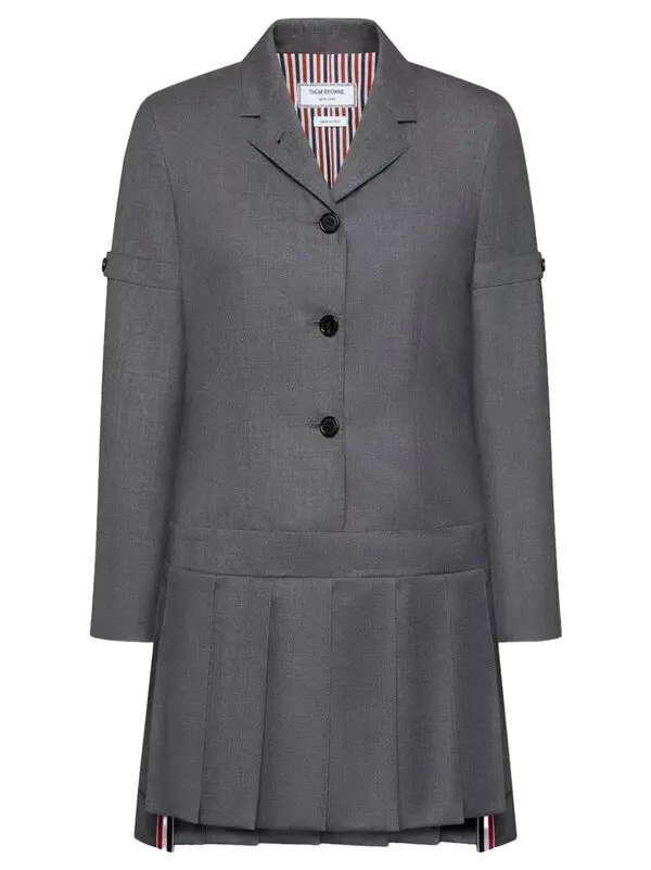 Thom Browne Twill Pleated Mini Dress - Grey
