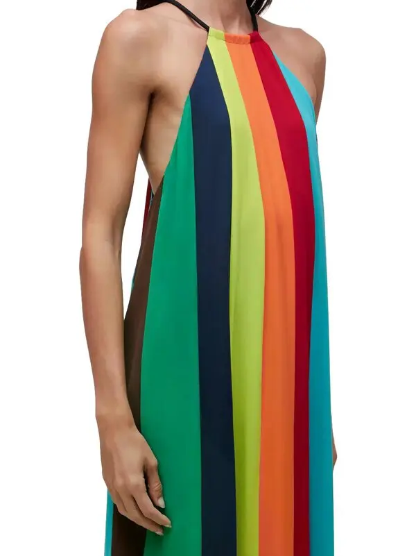 OSKLEN Rainbow Stripe Halterneck Maxi Dress - Blue
