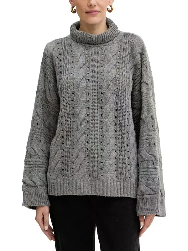 TWINSET Cable-knit Turtleneck Sweater - Grey