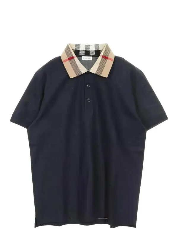 Burberry 2020s Check-collar Polo Shirt - Blue