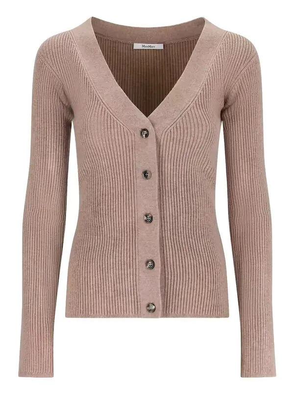 Max Mara Ribbed V-neck Cardigan - Neutrals